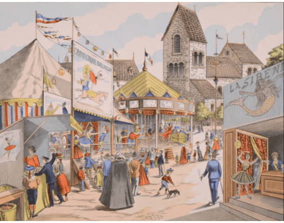 Décor panoramique fête foraine - Maison Images d'Épinal