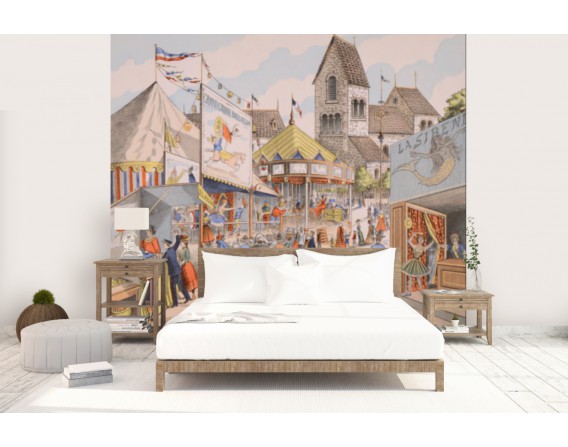 Décor panoramique fête foraine - Maison Images d'Épinal